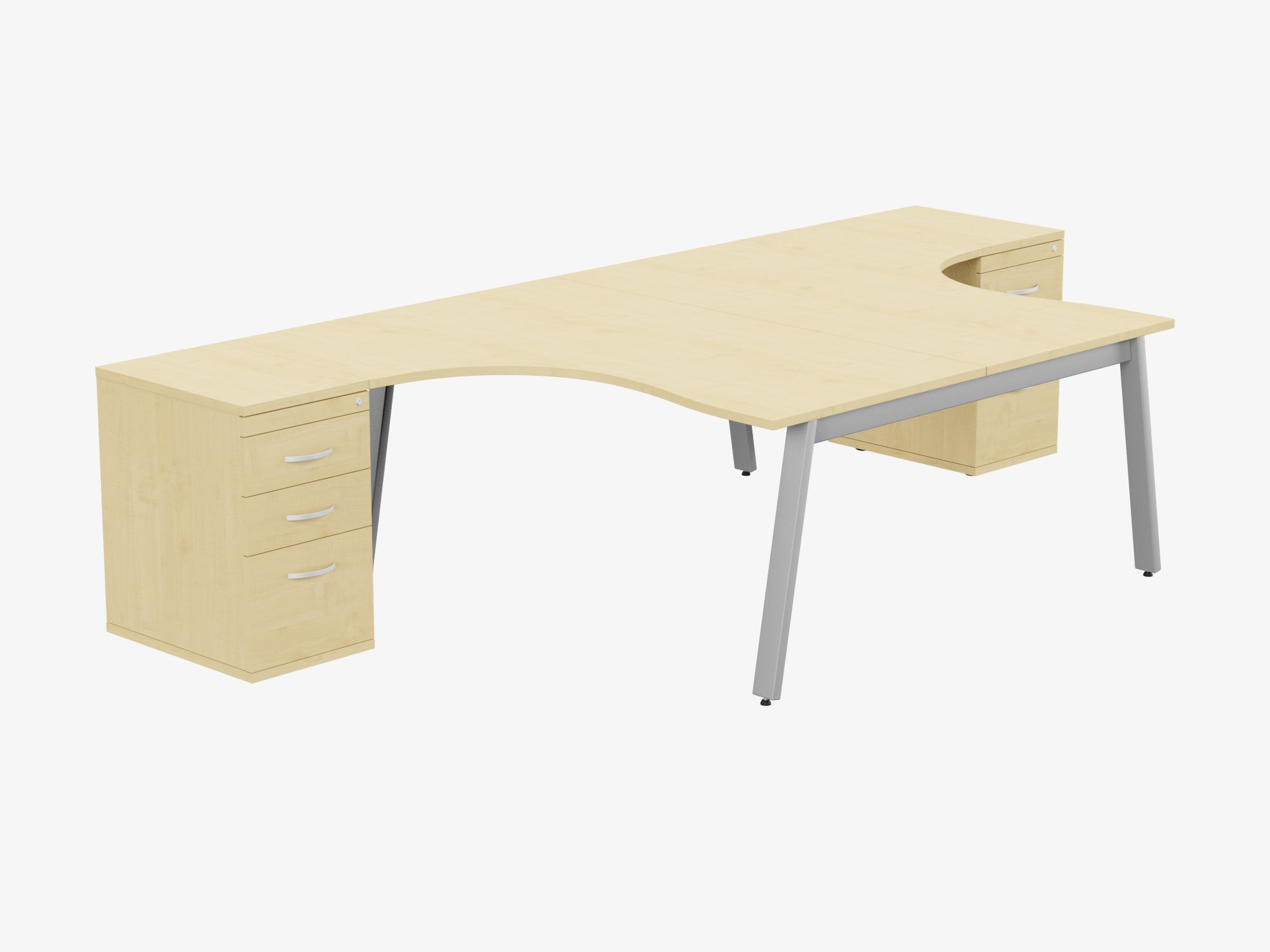 Switch 2 Person Crescent Desk & Desk High Pedestal, A-Leg - B2B Office ...