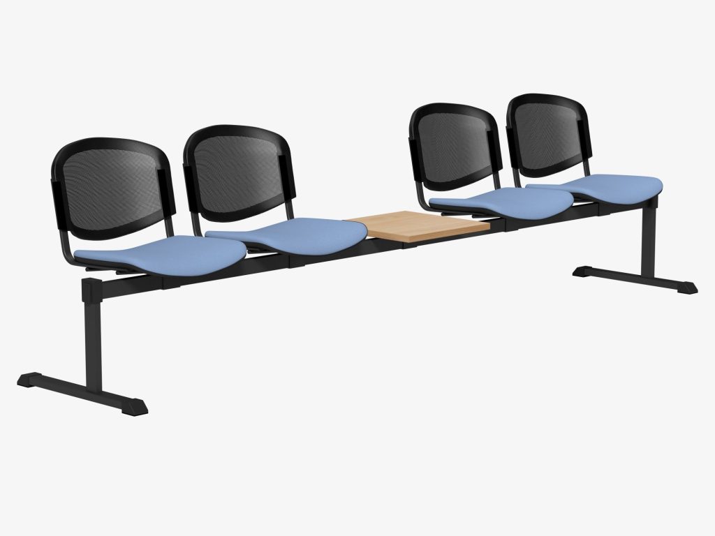 OI Series Beam Seating With Table And Mesh Backrest - B2B Office Interiors
